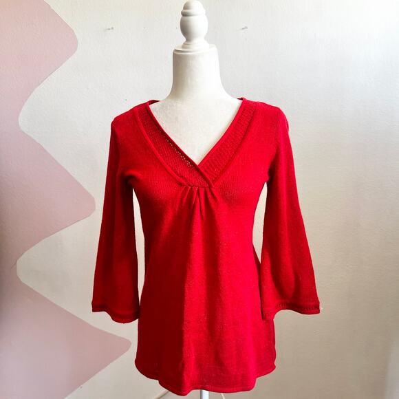 New York & Company | Tops | Vintage Red Bell Sleeve Top 7s Boho Hippie ...